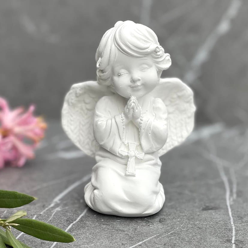 Aniołek Klęczący z Krzyżykiem Figurka Komunijna Biały 12cm - Sklep ...