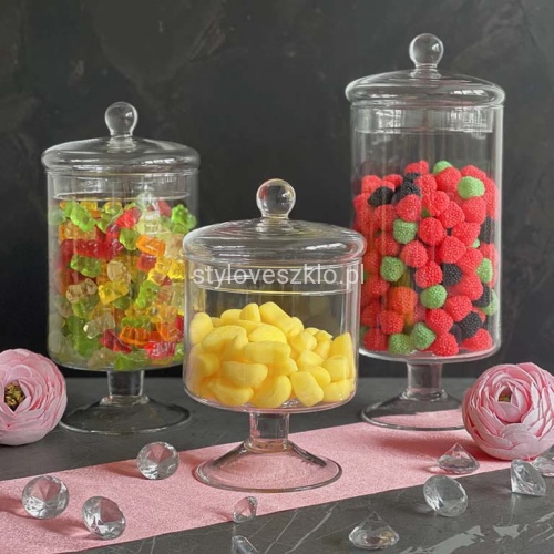 Bomboniery szklane na nodze na słodycze oraz do candy baru - Sklep ...
